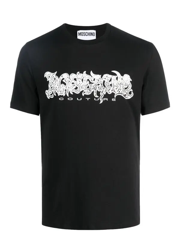 Moschino Logo-print Stretch-cotton T-shirt - Black
