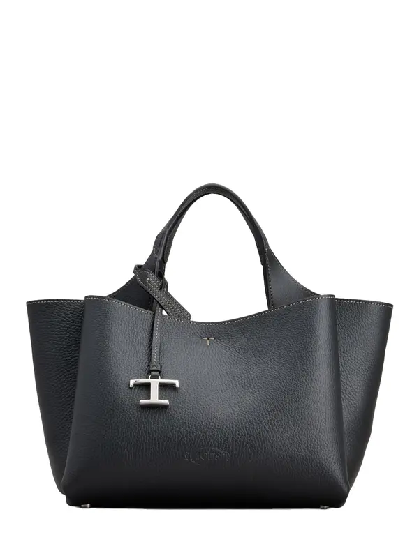 TOD'S Logo-plaque Leather Tote Bag - Black