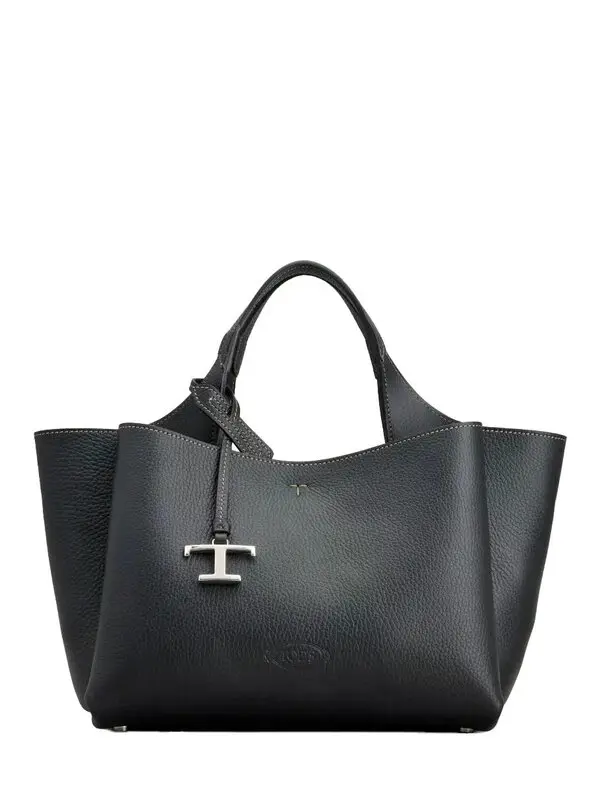 TOD'S Logo-plaque Leather Tote Bag - Grey