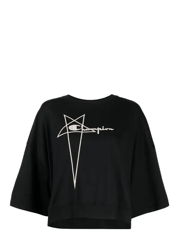 Rick Owens Logo-embroidered T-shirt - Black