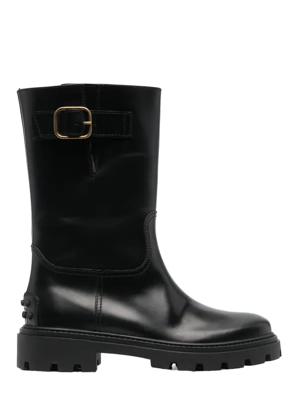 TOD'S Buckle-detail Leather Boots - Black