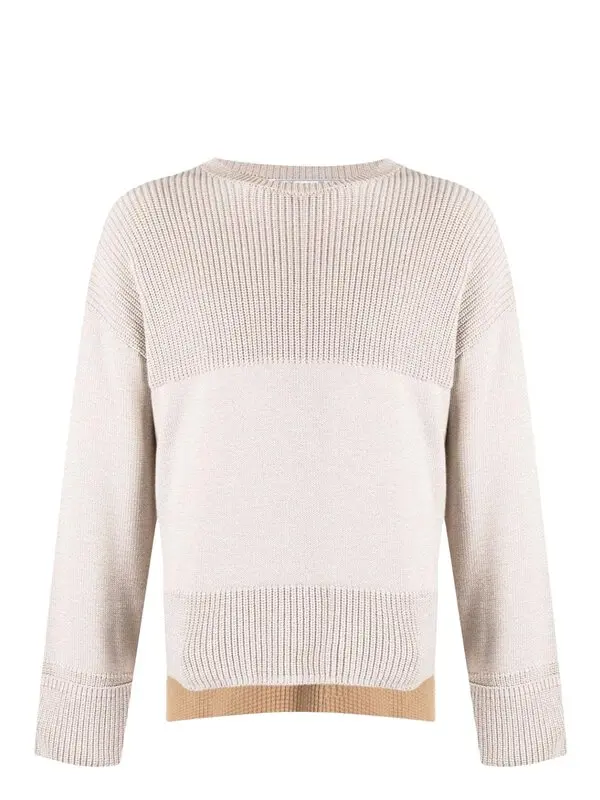Off-White Colour-block Ribbed Knit Jumper - Grey