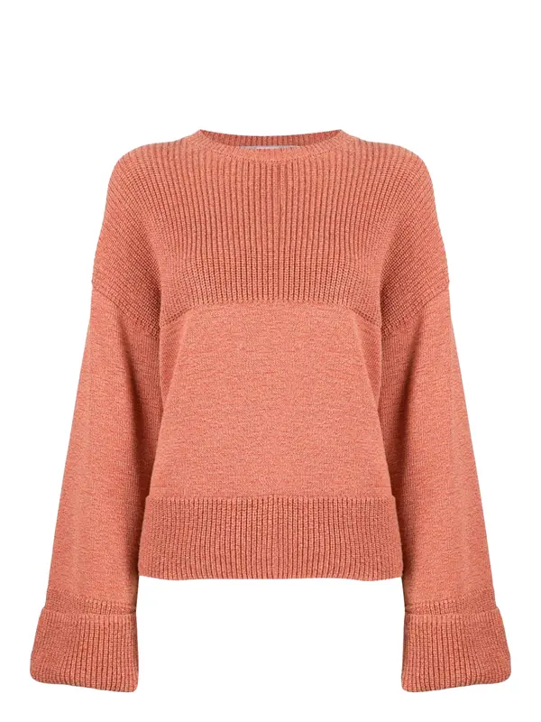 Off-White Colour-block Ribbed-knit Jumper - Orange