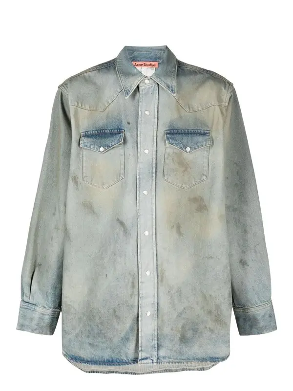 Acne Studios Distressed Denim Overshirt - Blue