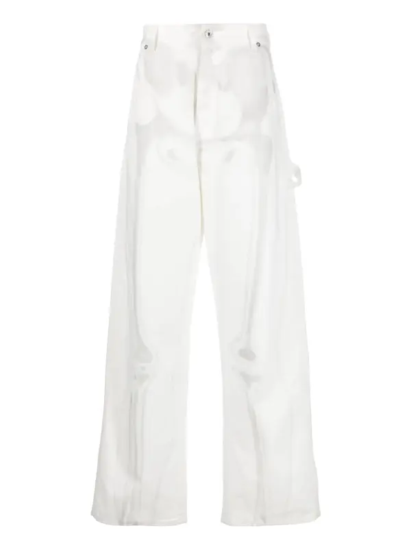 Off-White Body Scan-print Wide-leg Jeans - White