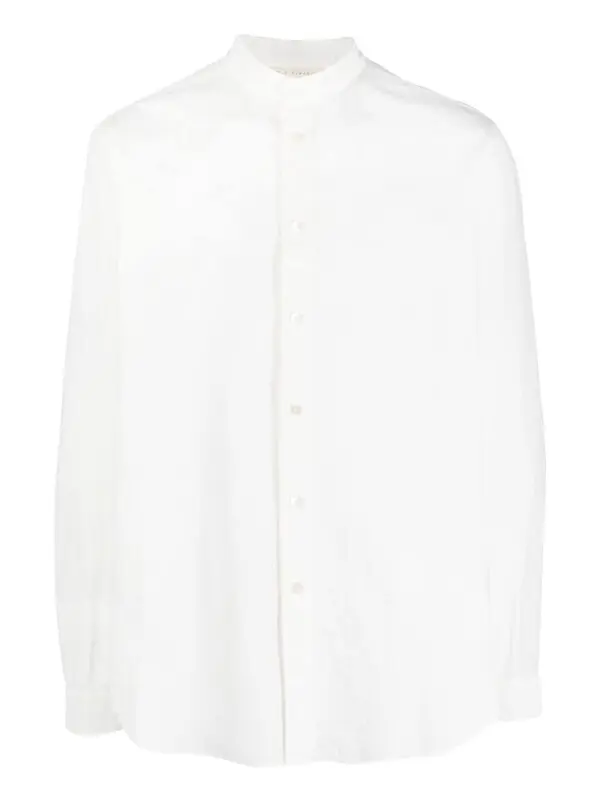 FORME D'EXPRESSION Band-collar Cotton Shirt - White