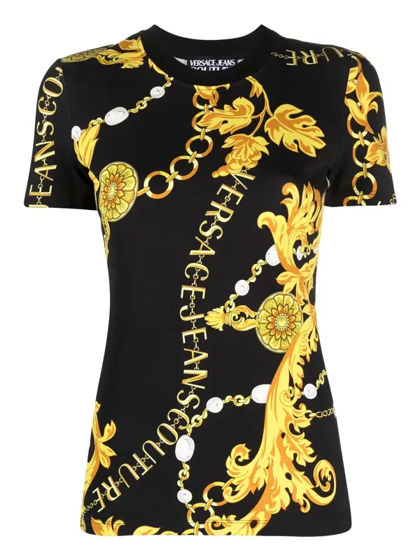 Versace Logo Couture-print T-shirt - Black