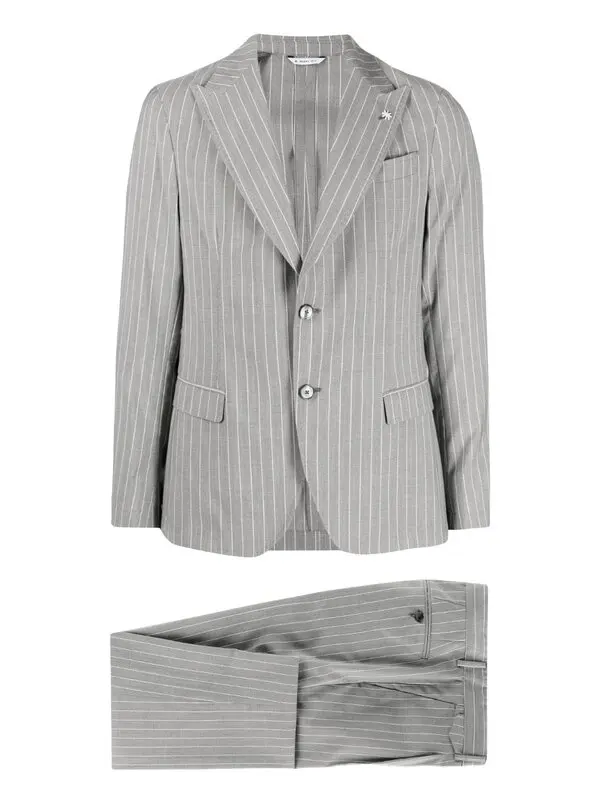 MANUEL RITZ Pinstripe-pattern Single-breasted Suit - Grey