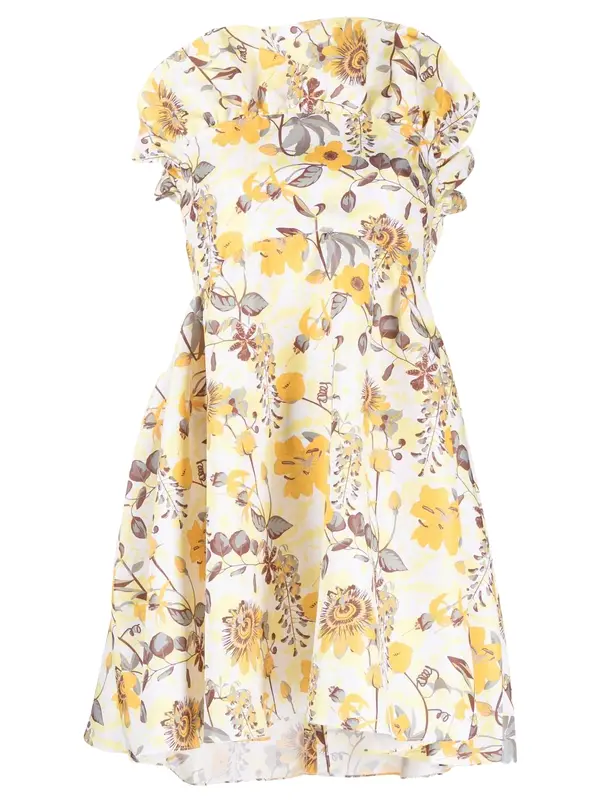 KIKA VARGAS Emily Floral-print Strapless Dress - Yellow