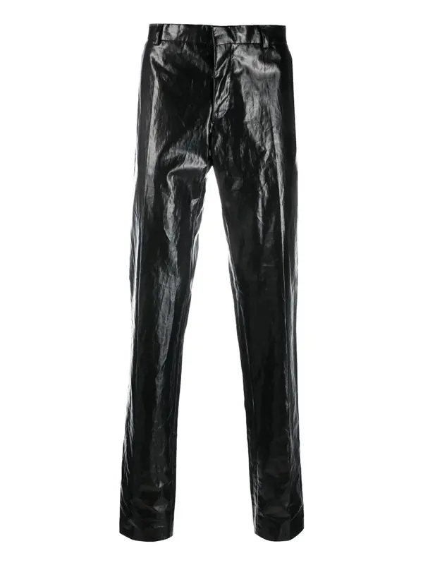WALTER VAN BEIRENDONCK Sharp Vinyl-finish Trousers - Black