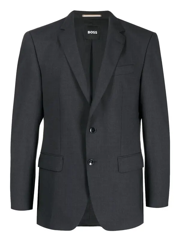 BOSS Single-breasted Stretch-wool Blazer - Black