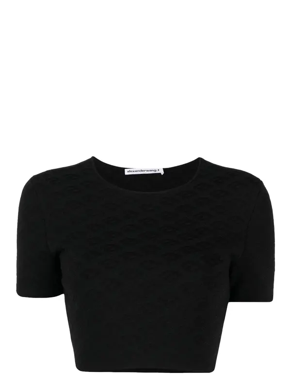 Alexander Wang Logo-jacquard Cropped T-shirt - Black