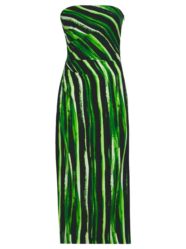 Proenza Schouler Graphic-print Strapless Midi Dress - Green