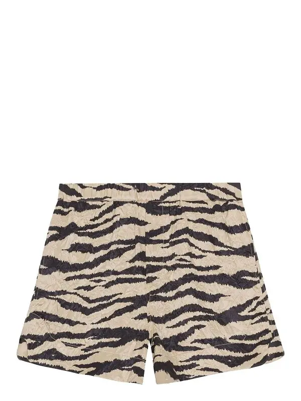 GANNI Zebra-print Crinkled Shorts - Black