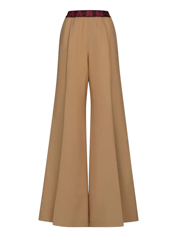 Marni Logo-waistband Flared Trousers - Brown
