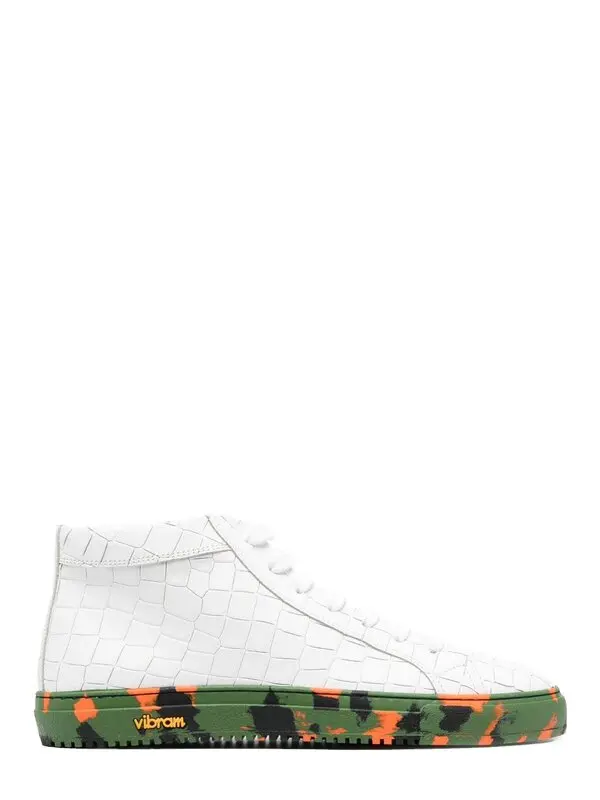 HIDE&JACK Crocodile Effect High Top Sneakers - White