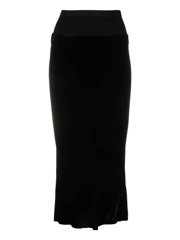 Rick Owens Elasticated Waistband Pencil Midi Skirt - Black