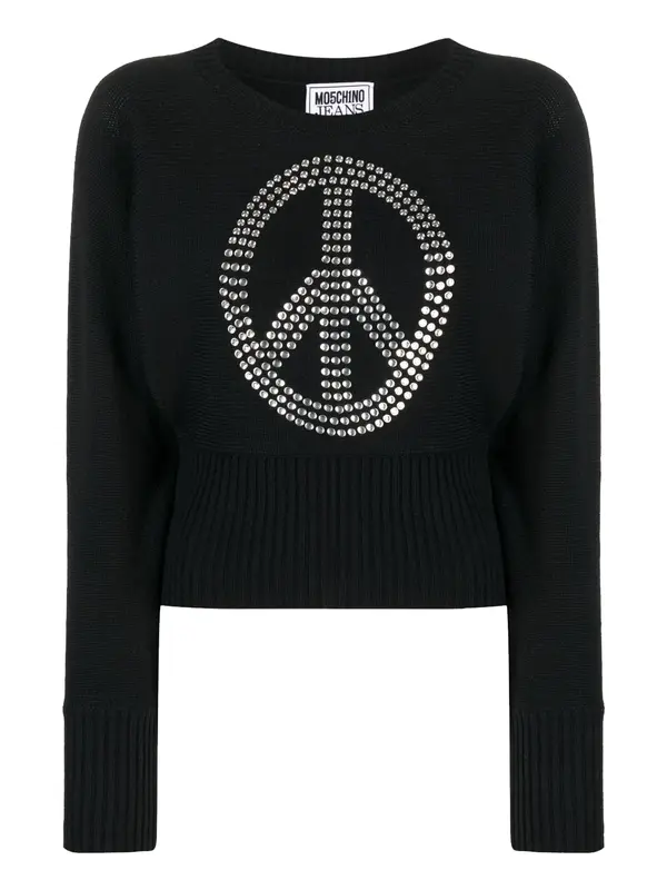 Moschino Studded Peace Symbol Sweater - Black