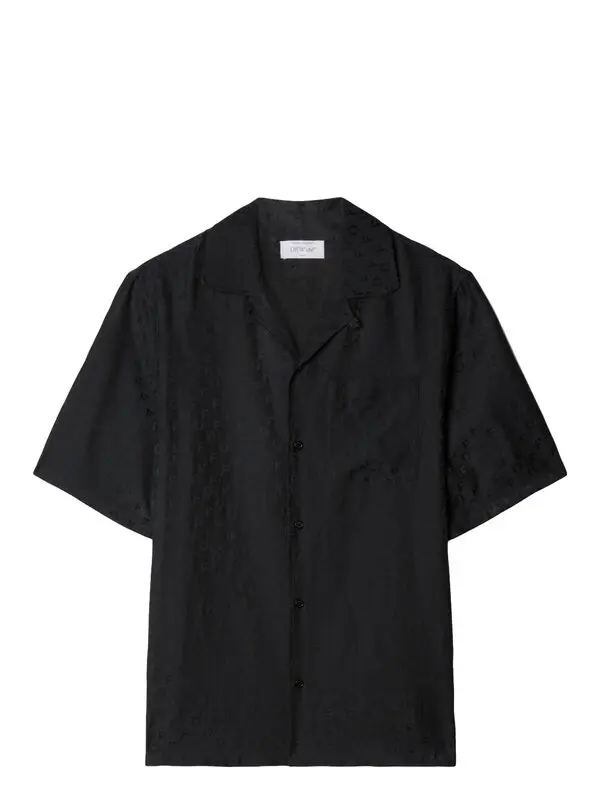 Off-White Logo-jacquard Camp-collar Shirt - Black
