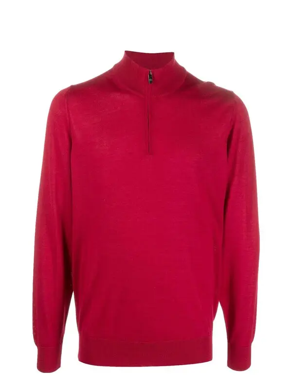 Pal Zileri High-neck Virgin Wool-silk Sweatshirt - Red