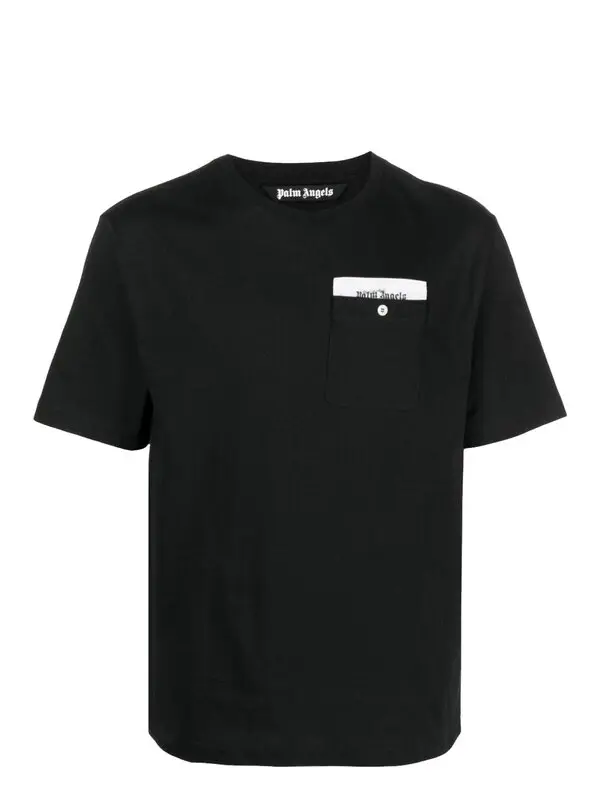 Palm Angels Logo-tape Cotton T-shirt - Black