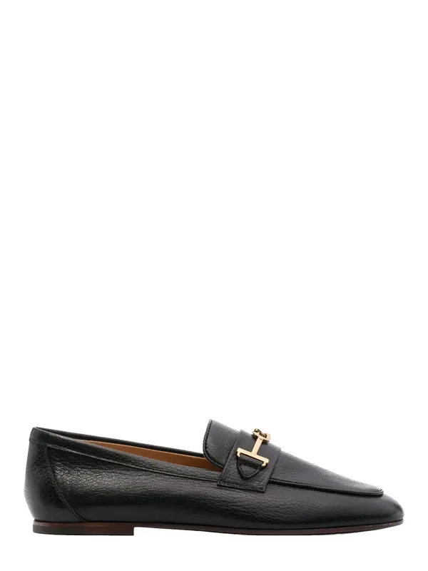 TOD'S Logo-plaque Leather Loafers - Black