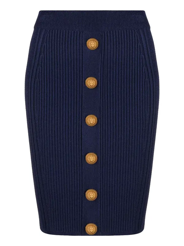Balmain Cable-knit Pencil Skirt - Blue