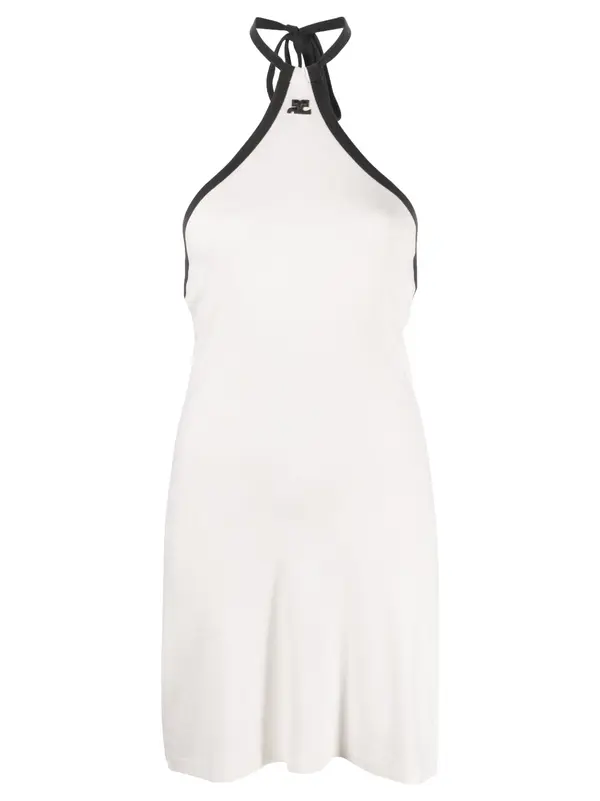 COURREGES Logo-embroidered Cotton Minidress - White