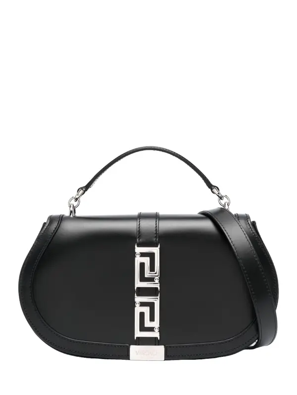 Versace Greca Goddess Leather Shoulder Bag - Black