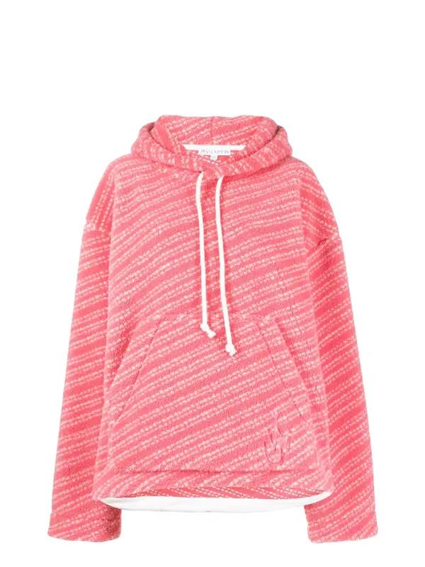 JW Anderson Logo-embroidered Fleece Hoodie - Pink