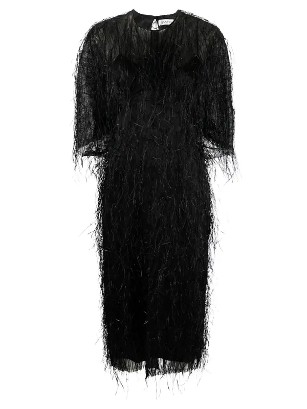 LANVIN Fringed Midi Dress - Black