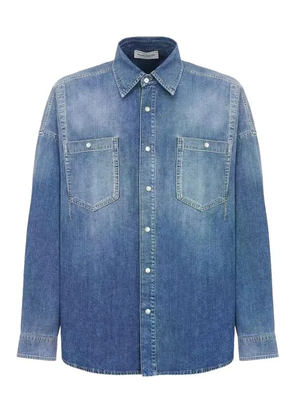 Alexander McQueen Dart-detail Denim Shirt - Blue