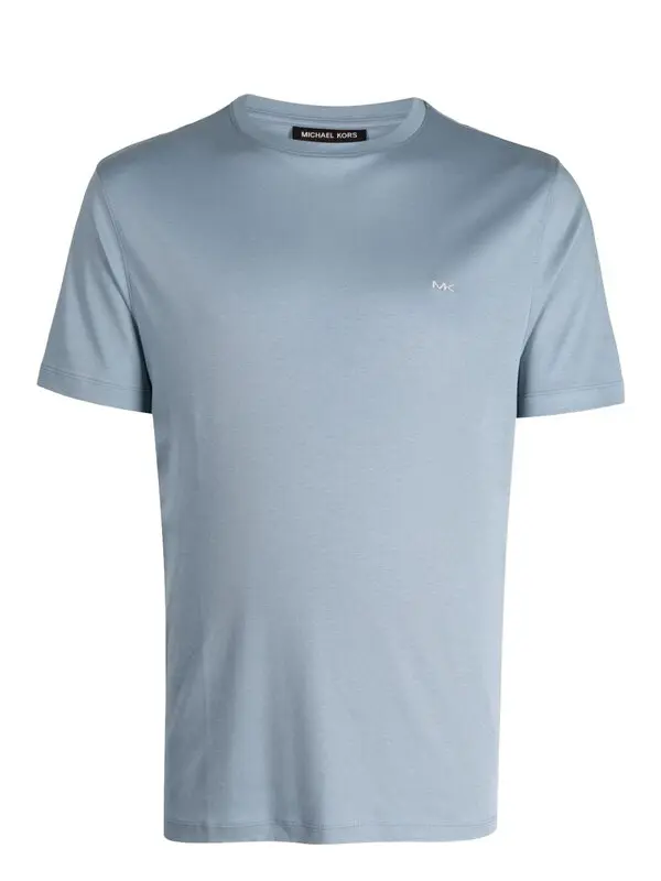 Michael Kors Embroidered-logo Cotton T-shirt - Blue