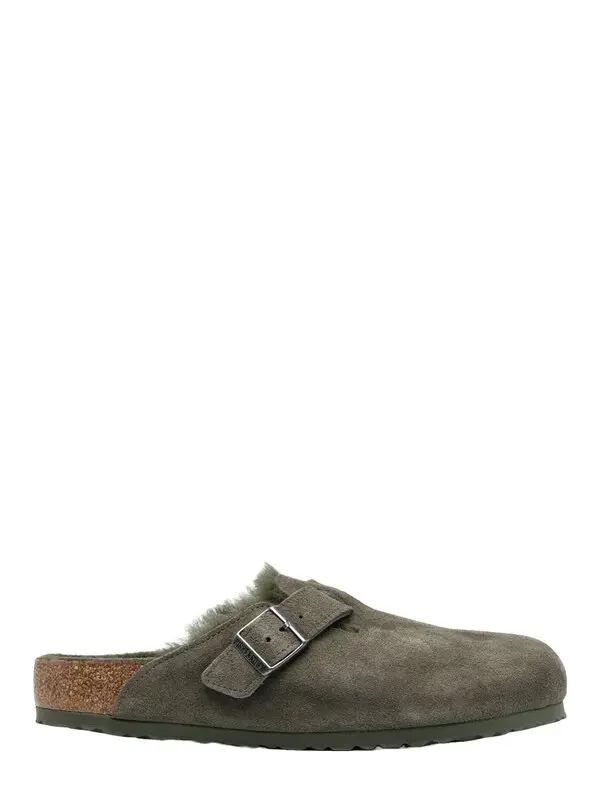 BIRKENSTOCK Boston Suede Shearling Lined Clogs - Green