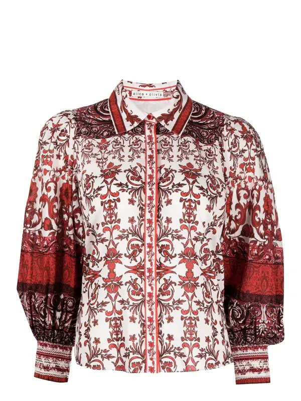 Alice + Olivia Tiffie Floral Blouse - Red
