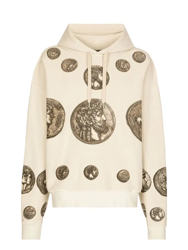 Dolce & Gabbana Graphic-print Long-sleeved Hoodie - Neutrals