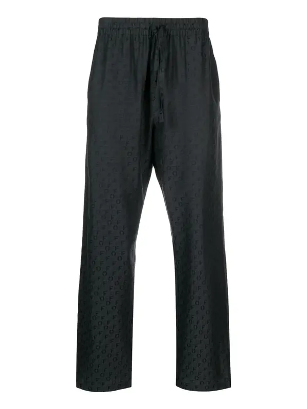 Off-White Logo-jacquard Silk-blend Trousers - Black
