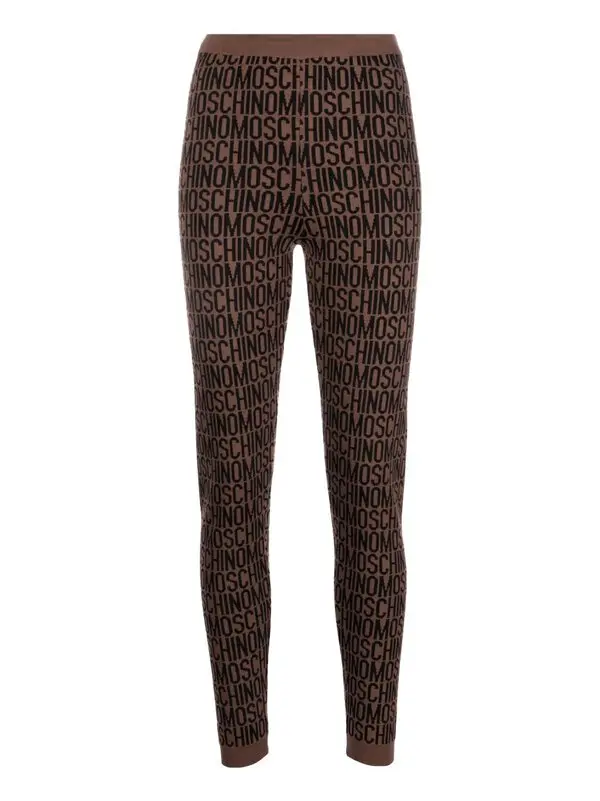 Moschino Logo-jacquard Leggings - Brown