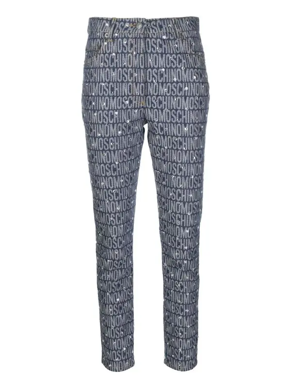 Moschino Monogram Print Skinny Jeans - Blue
