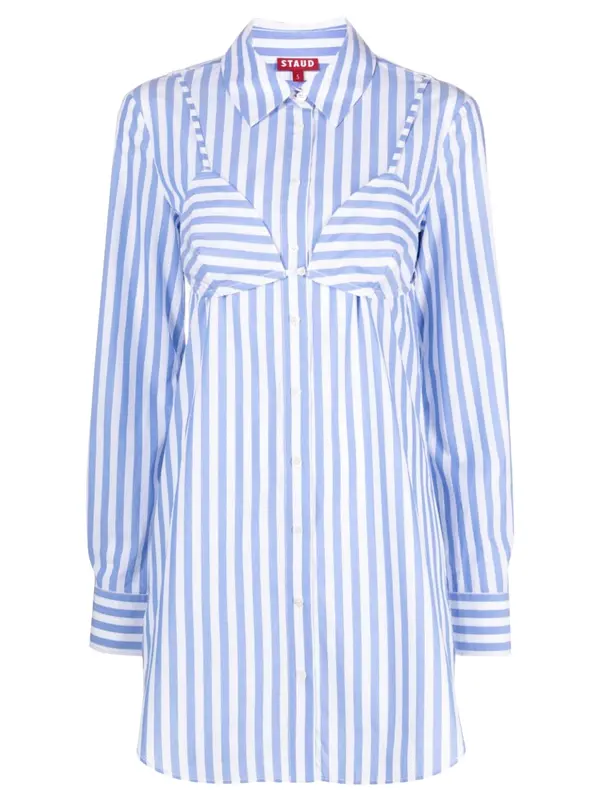 Staud Alita Striped Shirtdress - Blue