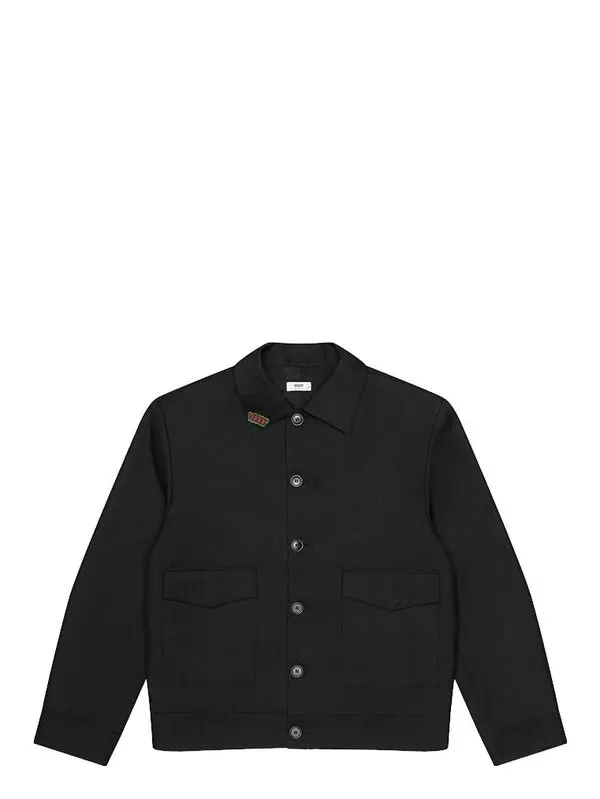 VEERT Structured Wool Jacket With Logo Pin - Black