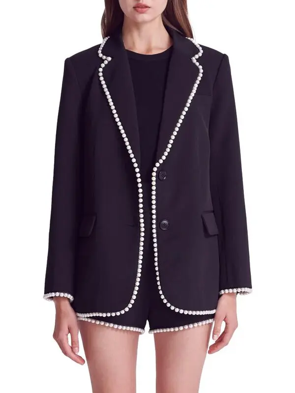 Endless Rose Pearl Trim Blazer - Black