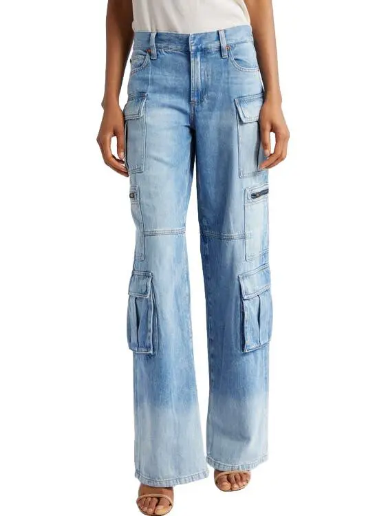 Alice + Olivia Cay Baggy Cargo Jeans - Brea Blue