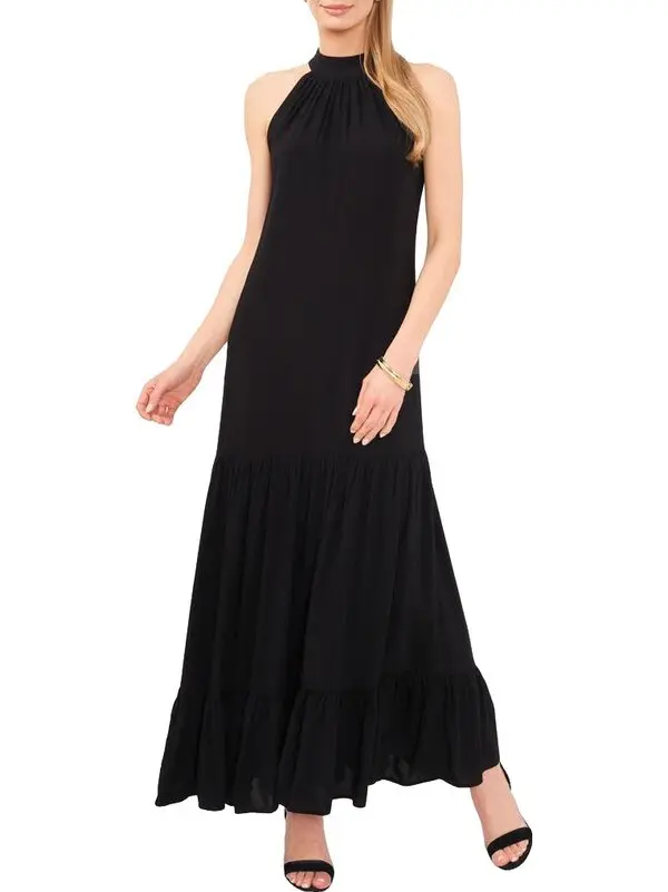Vince Camuto Bow Back Tiered Maxi Dress - Rich Black