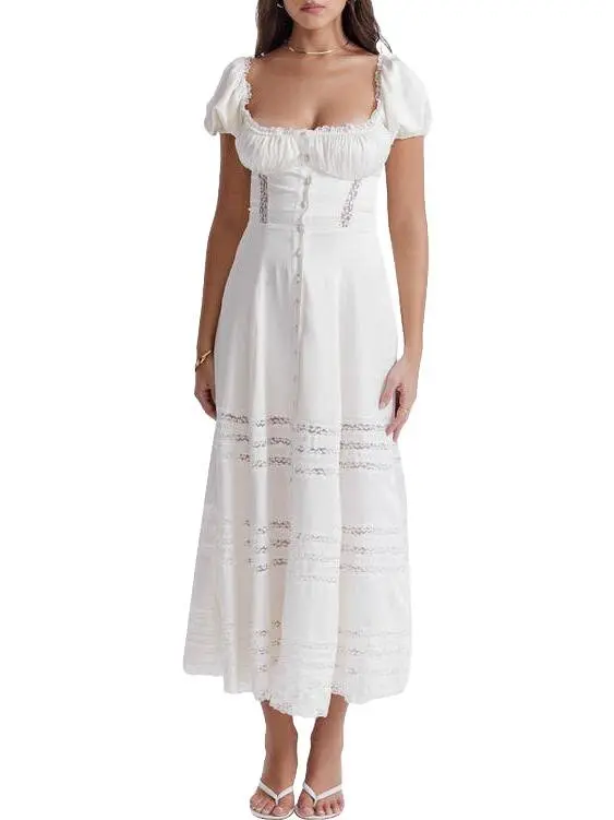 House Of Cb Eviana Lace Trim Maxi Dress - White