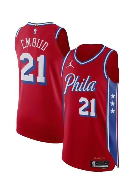 JORDAN BRAND Joel Embiid Philadelphia 76ers Statement Edition Authentic Jersey By - Red