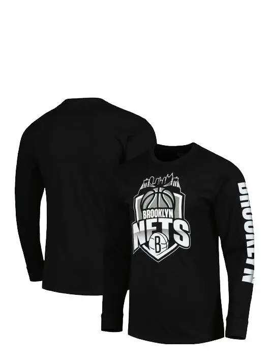 STADIUM ESSENTIALS Brooklyn Nets Nba Crest Long Sleeve T-shirt - Black