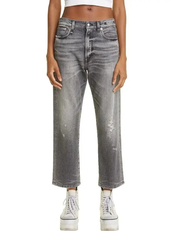 R13 Distressed Boyfriend Jeans - Vintage Grey