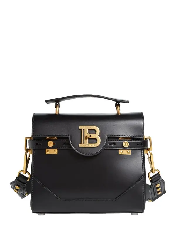 Balmain B-buzz 23 Monogram Leather Top Handle Bag - 0pa Black