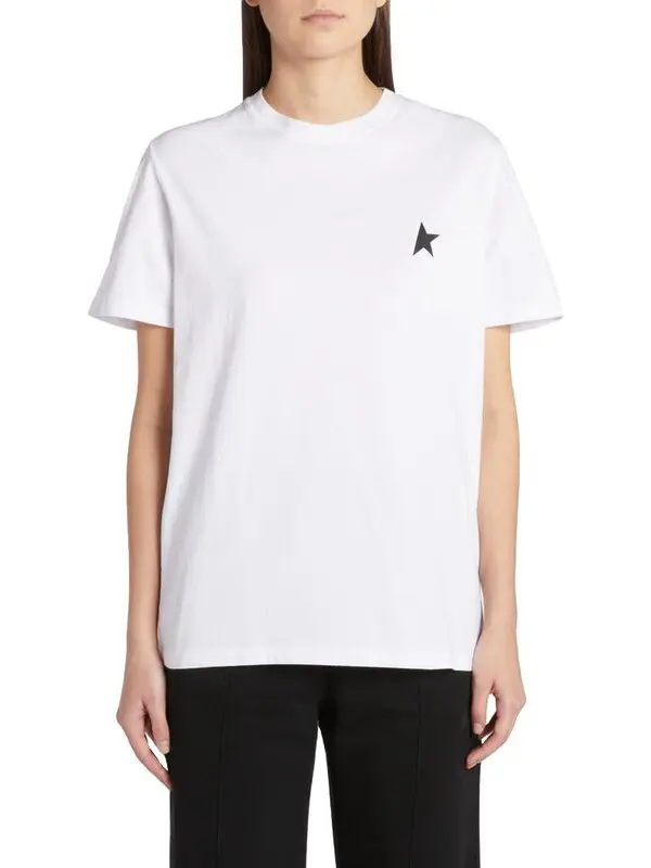 GOLDEN GOOSE Regular Fit Star Logo Graphic T-shirt - Optic White/black